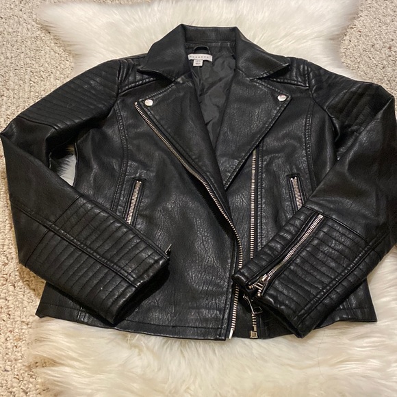 Topshop | Jackets & Coats | Topshop Faux Leather Biker Jacket | Poshmark